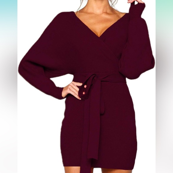 Dresses | Maroon Long Sleeve Dress | Poshmark